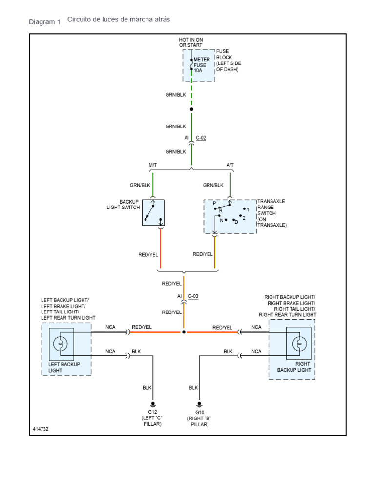 Diagrama de Circuito de Luces de Marcha Atrás | PDF | Vehicles | Motor ...