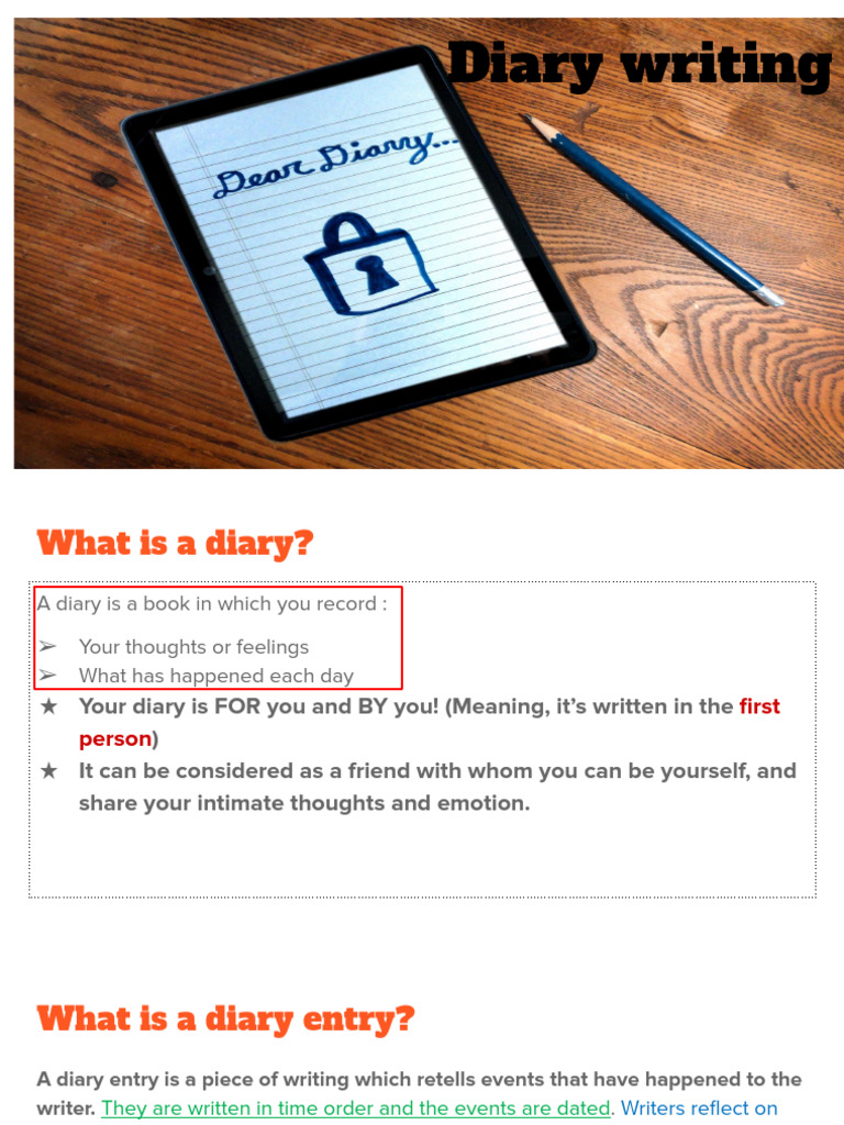 Diary writing - updated.pptx | PDF | Diary | Thought