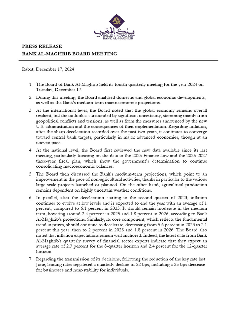 EN - CDP - Conseil BAM - Décembre 2024 | PDF | Government Budget ...