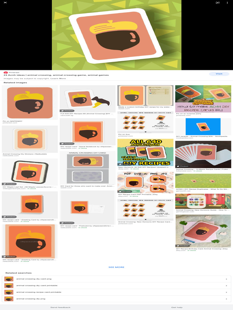 Animal Crossing Recipe Card PNG - Google Search | PDF | E Commerce