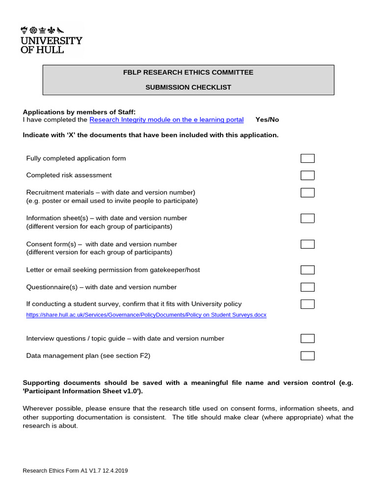 Form D - Research Ethics Approval Form (Staff PGR Students UG & PG ...