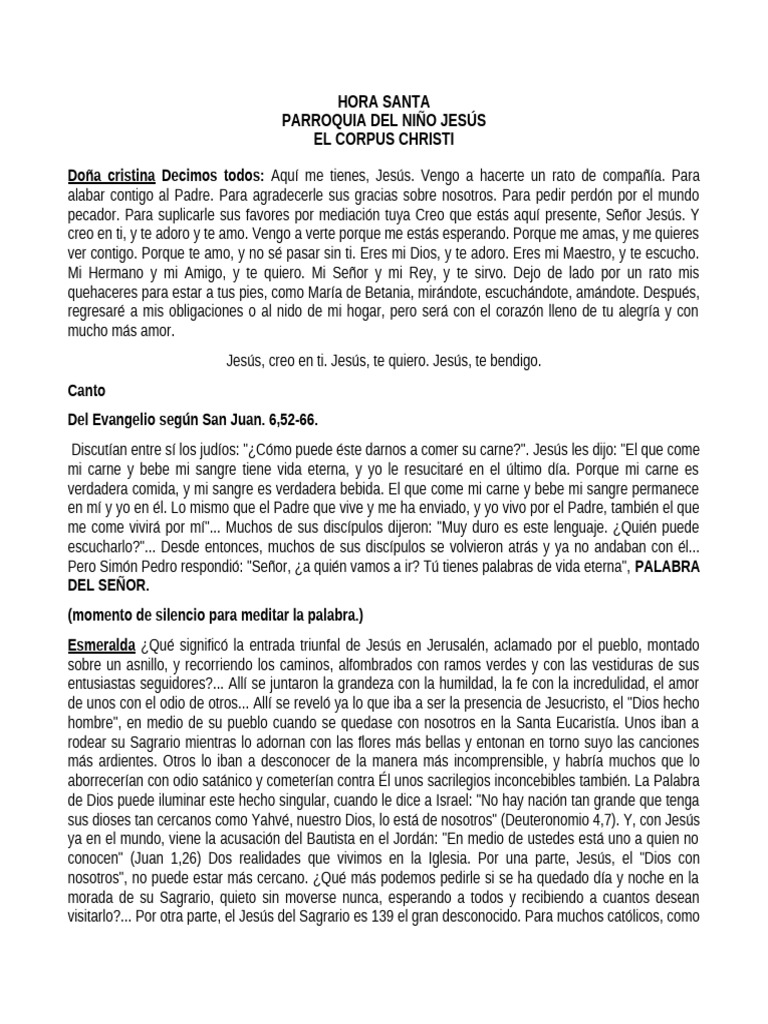 Hora S. Corpus Christi | PDF | eucaristía | Jesús