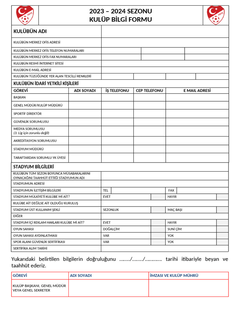 Kulup Bilgi Formu | PDF
