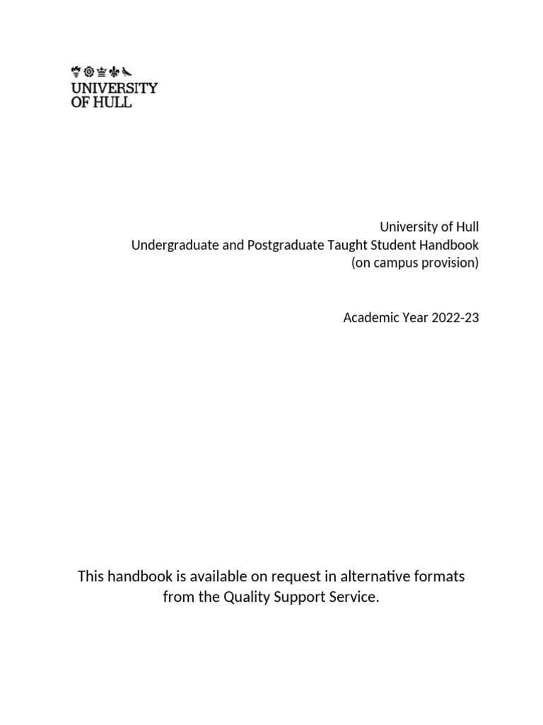 University of Hull Student Handbook 2022-23 | PDF | Plagiarism | Turnitin