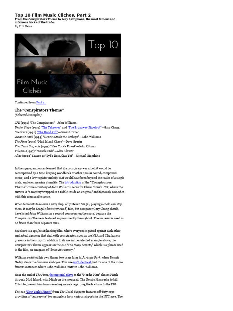 Top 10 Film Music Cliches Part 2 | PDF | Film Noir | The Chronicles Of ...