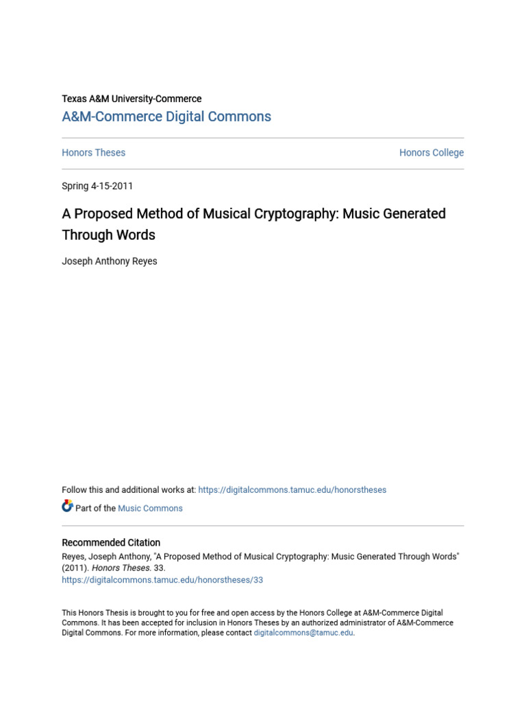 A Proposed Method of Musical Cryptography - Music Generated Throug ...