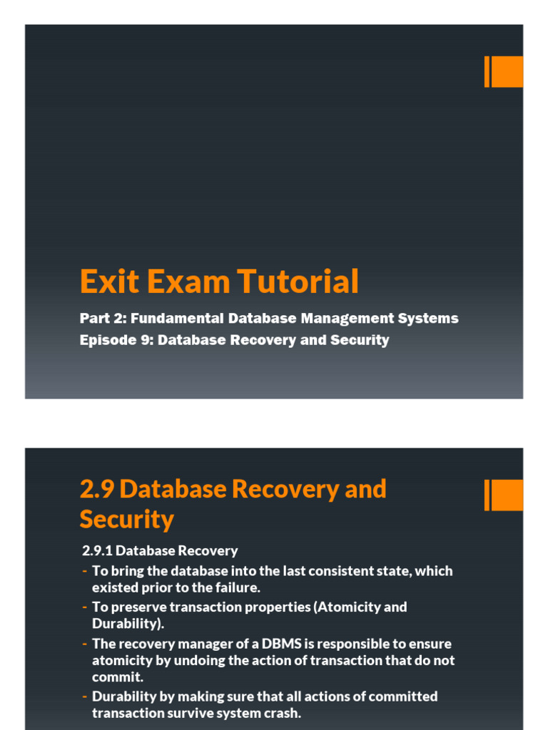 Chapter 9 - Database Recovery and Security | PDF | Database Transaction | Computer Data Storage