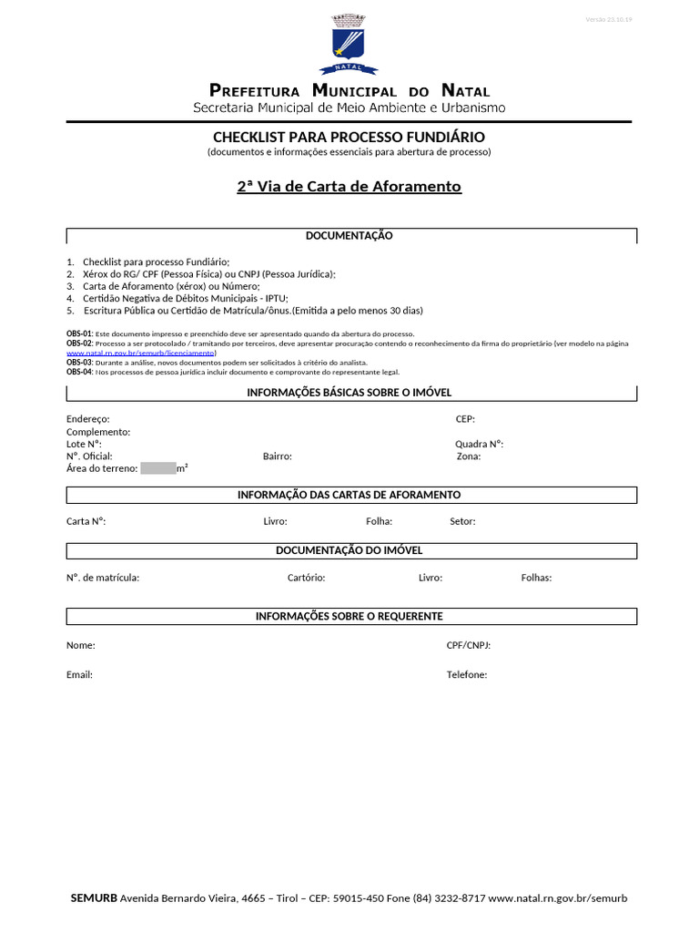 Check List 2 C2 Via Carta Aforamento | PDF | Brasil