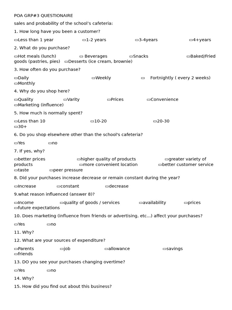 sba questionaire | PDF