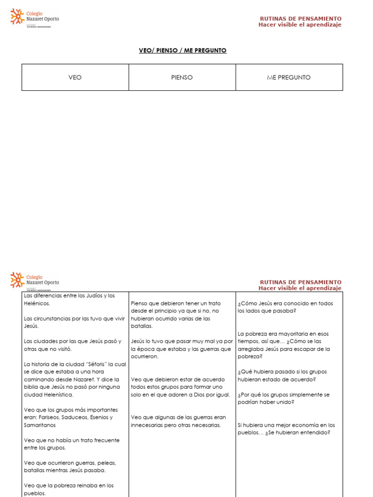 Veo, Pienso, Me Pregunto | PDF