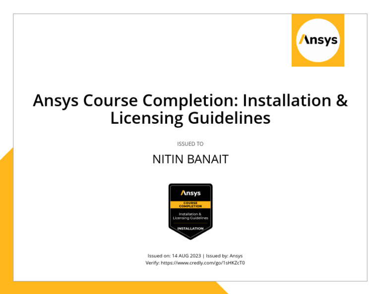 AnsysCourseCompletionInstallationLicensingGuidelines - Badge20240517 8 ...