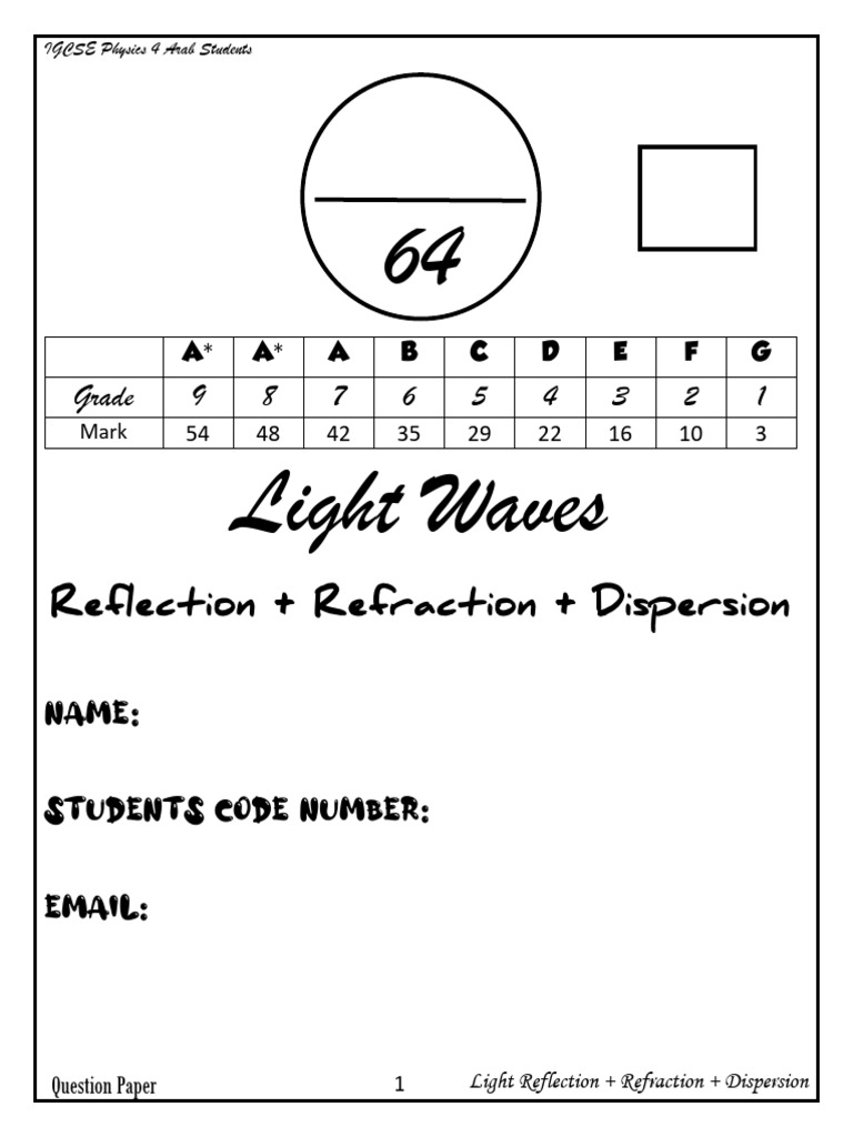 Week 14 Exam 11 QP QR Light (To Student) | PDF | Reflection (Physics ...