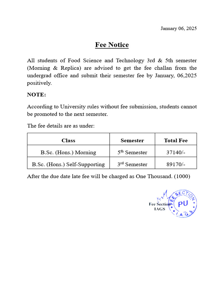 Fee Notice | PDF