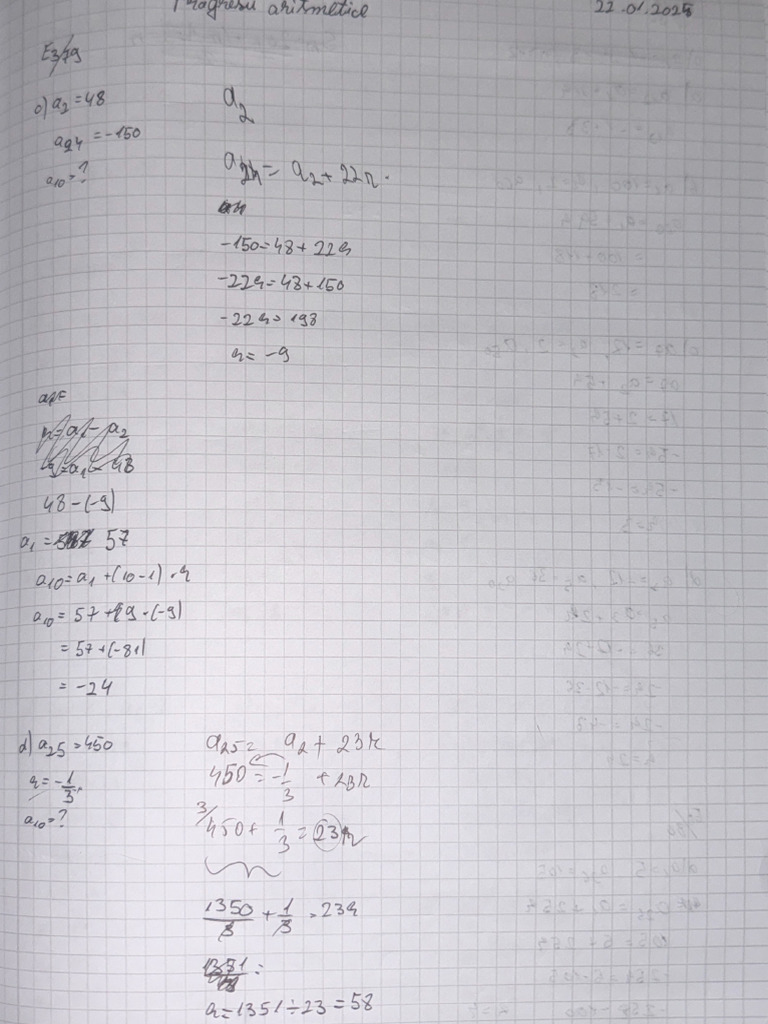 Progresii Aritmetice - Munca Independenta | PDF