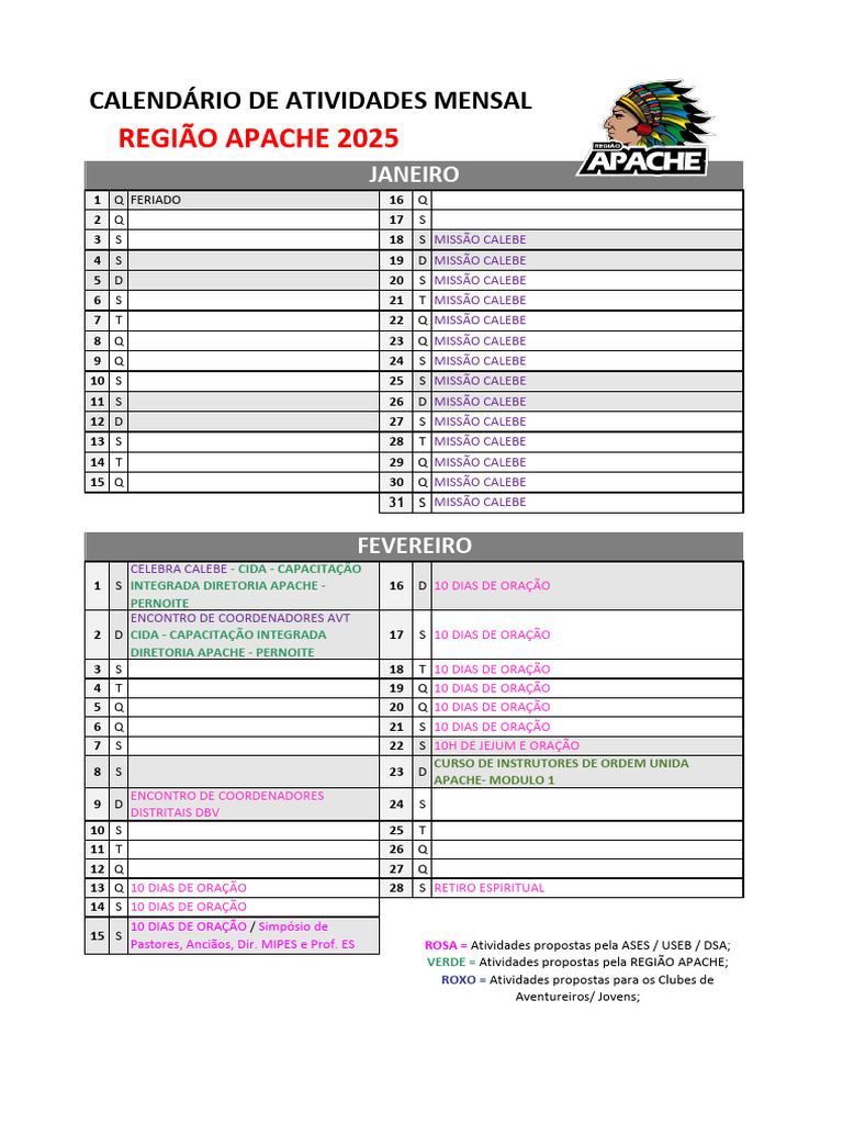 CALENDÁRIO APACHE 2025 | PDF