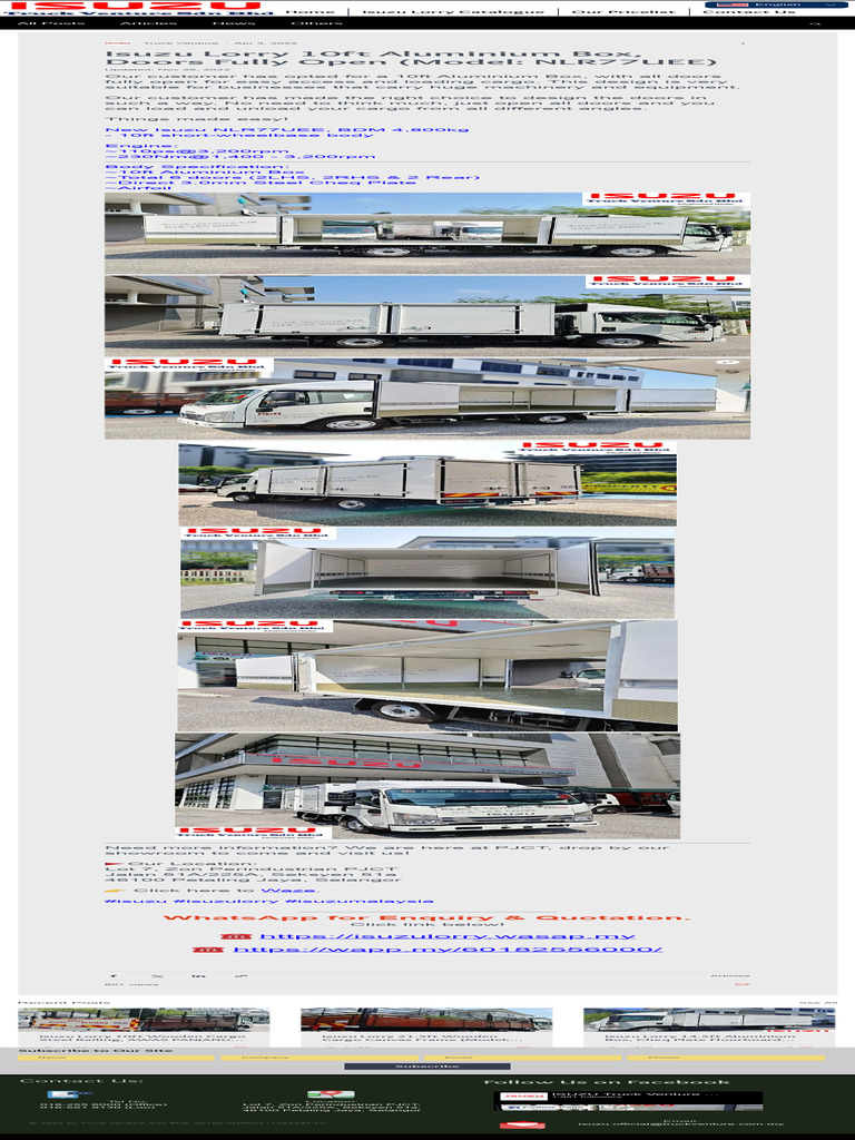 Isuzu Lorry 10ft Aluminium Box, Doors Fully Open (Model NLR77UEE) | PDF ...