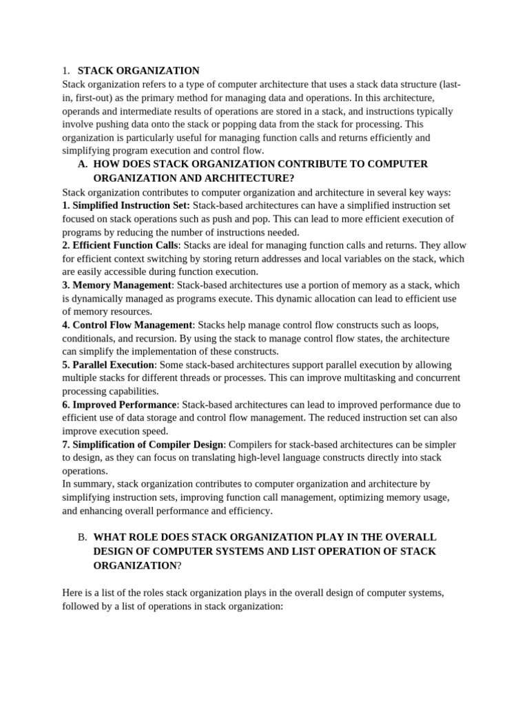 Stack Organization in Computer Architecture | PDF | Computer Data Storage | Parallel Computing