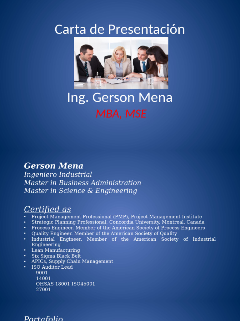 Presentación Ing. Gerson Mena | PDF