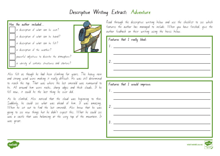 Uplevelling Descriptive Writing Adventure | PDF