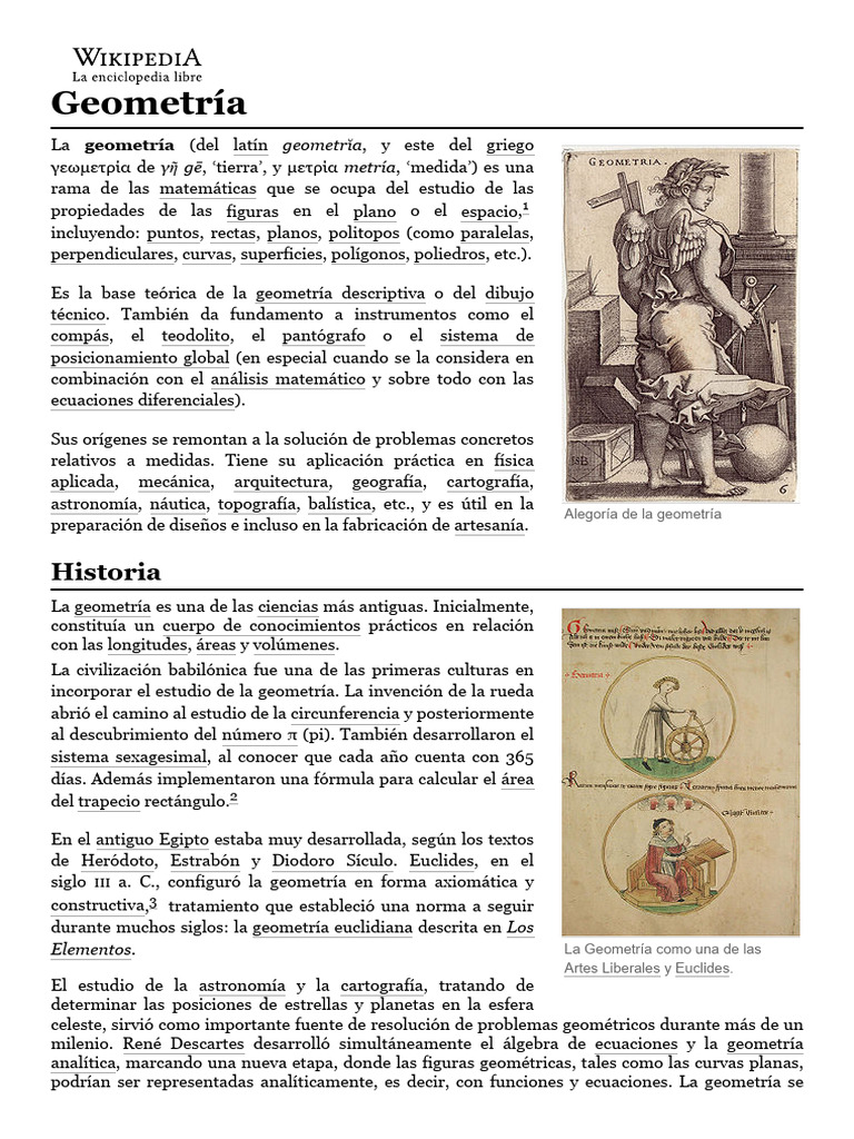 Geometría - Wikipedia, La Enciclopedia Libre | PDF | Geometría | Geometría euclidiana