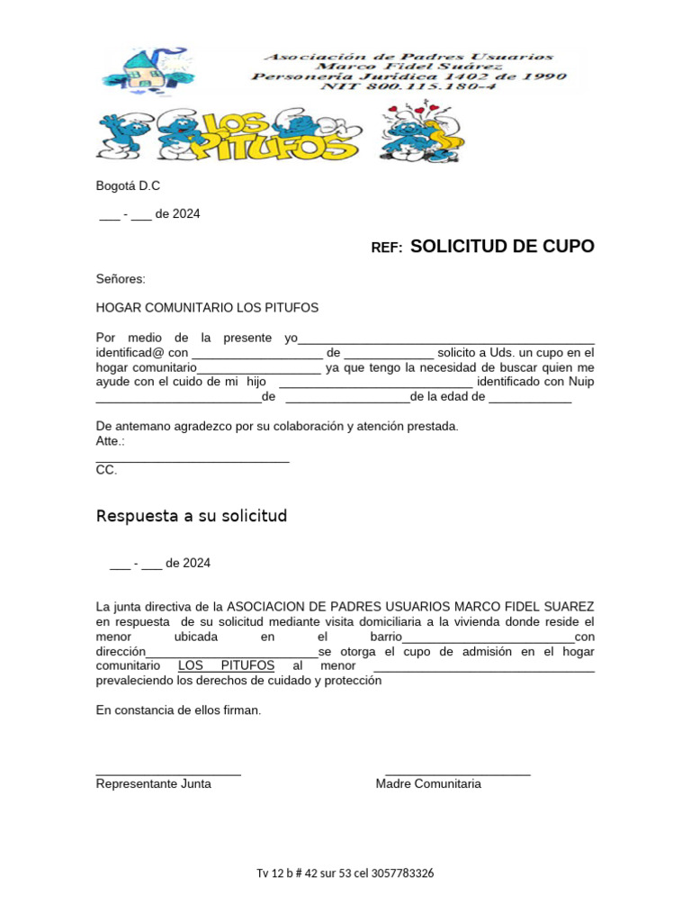 Solicitud de Cupo Unidad | PDF