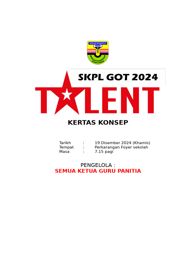 SKPL Got Talent 2024: Program Bakat Murid | PDF