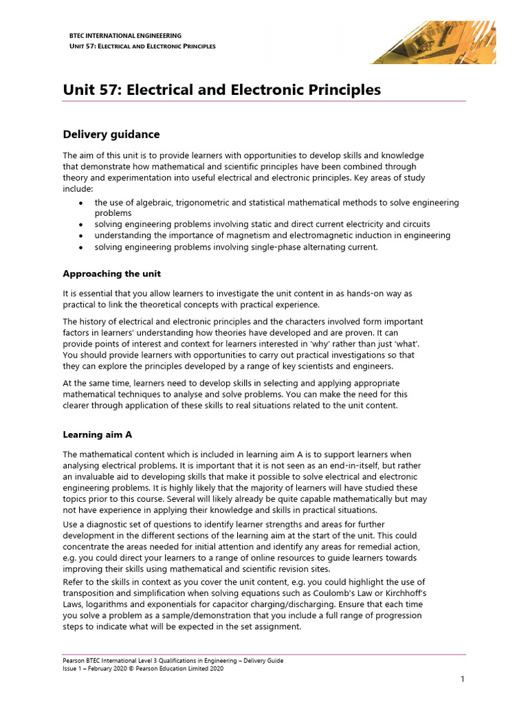 Btec 2020 l3 Int Eng DG U57 v1 | PDF | Electrical Impedance | Capacitor