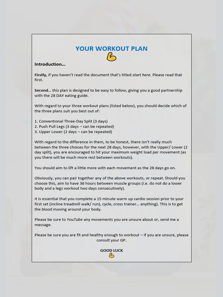 Workoutplan | PDF | Management Of Obesity | Physical Fitness