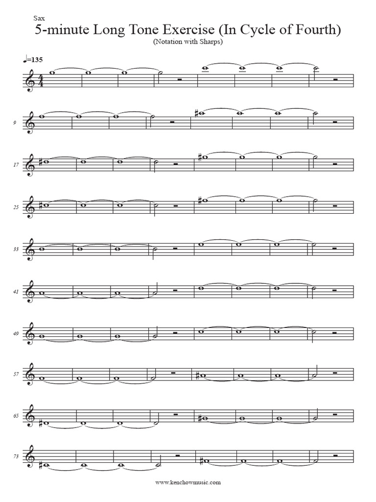 5-Min Long Tones Ex1 - Sharps - Sax | PDF