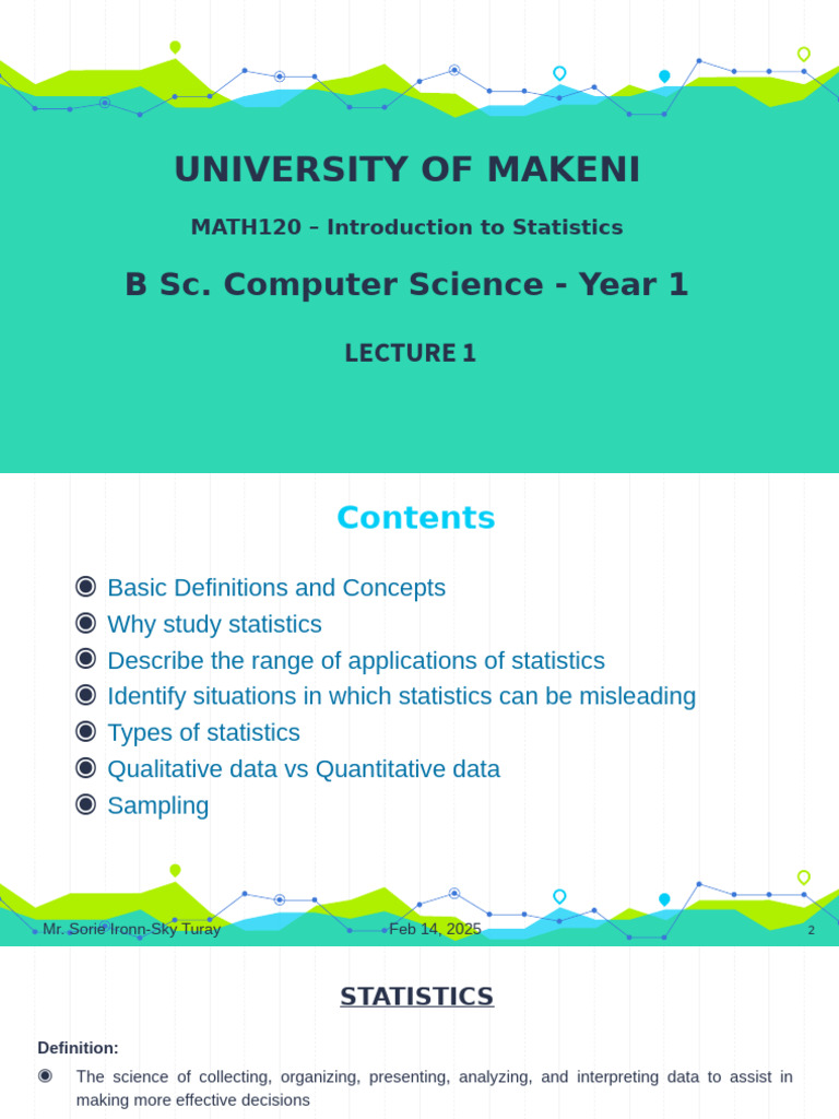 MATH120 - Lecture 1-1 | PDF | Level Of Measurement | Statistics