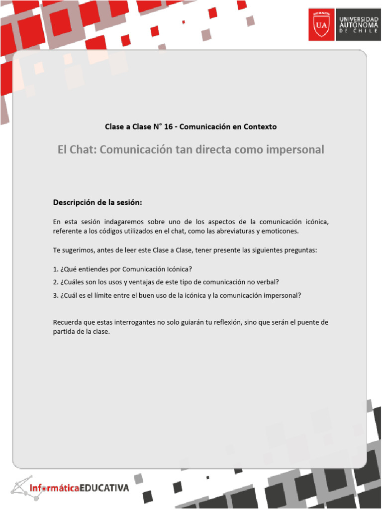 Comunicación Icónica en el Chat | PDF | Chat en linea | Comunicación