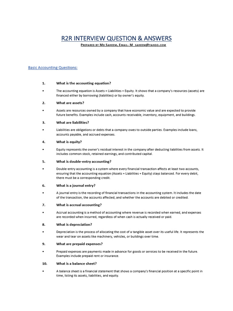 R2R Questions and Answers | PDF | Debits And Credits | Depreciation