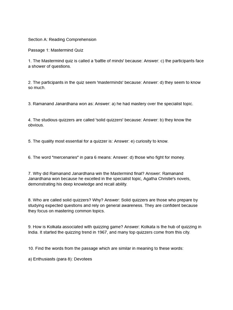 Revision English question paper answer | PDF