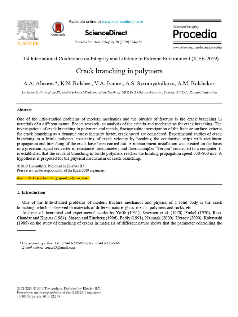 Crack Branching in Polymers | PDF | Fracture | Brittleness