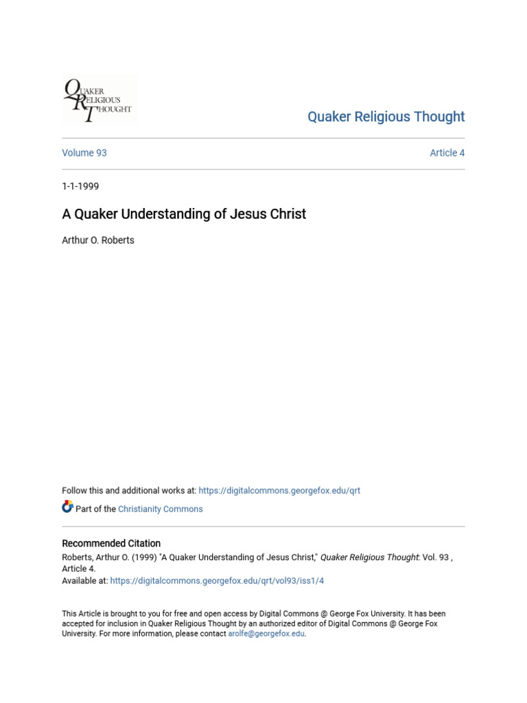 Quaker Views on Jesus Christ | PDF | Jesus | Quakers