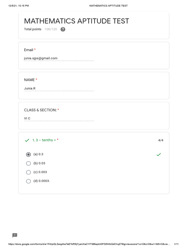 Mathematics Aptitude Test 3 | PDF | Mathematics | Arithmetic