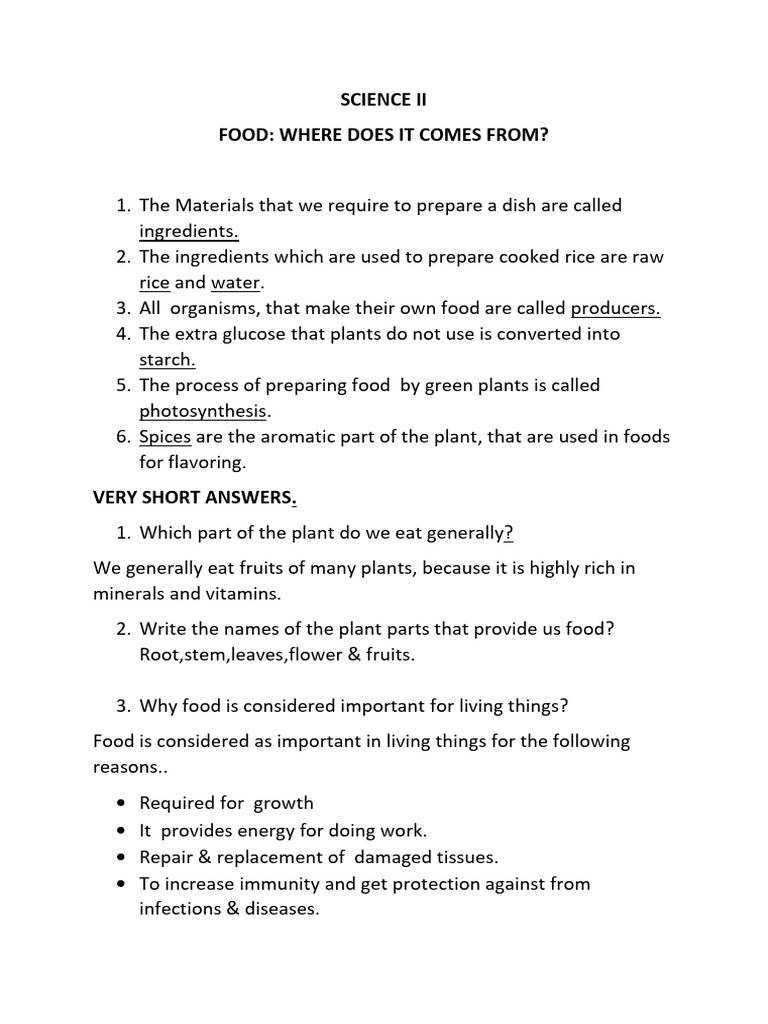 Food Sources and Ingredients Explained | PDF