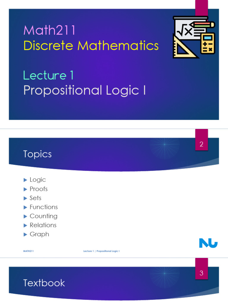Propositional Logic in Discrete Math | PDF | Boolean Algebra | Teaching ...