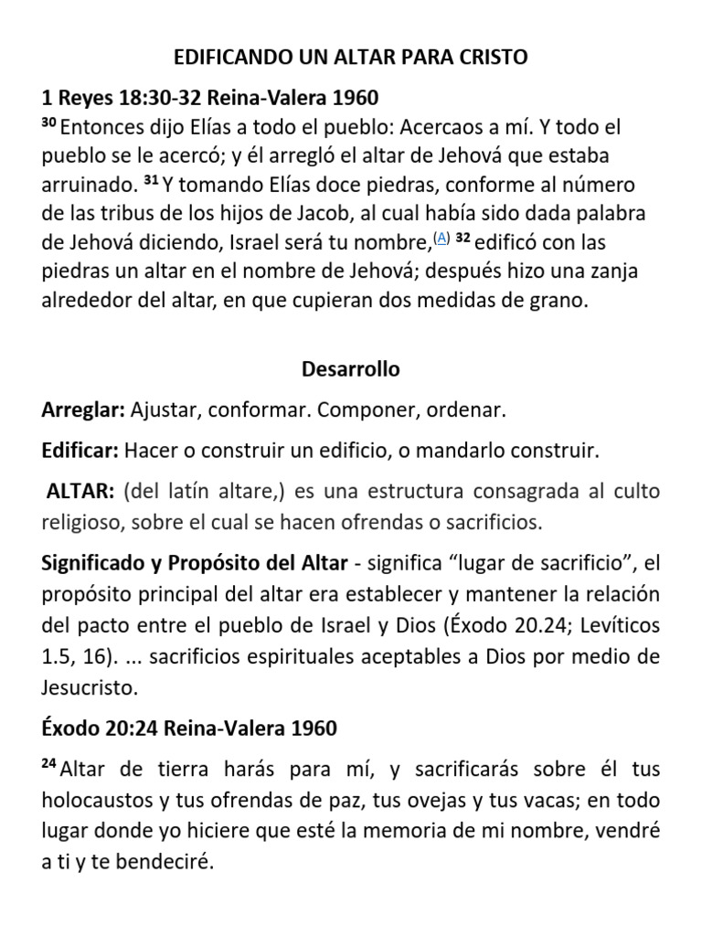 Edificando Un Altar para Cristo 2024 | PDF | Libros de reyes | Altar