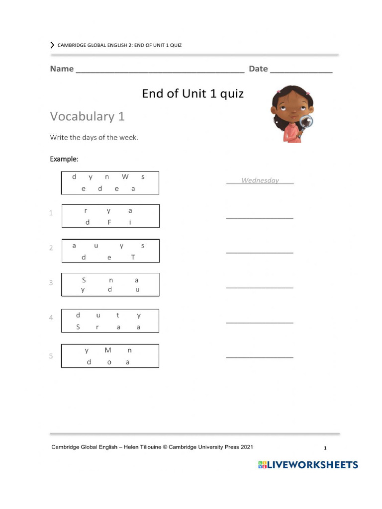 Worksheet Grade 5 Unit 1 | PDF
