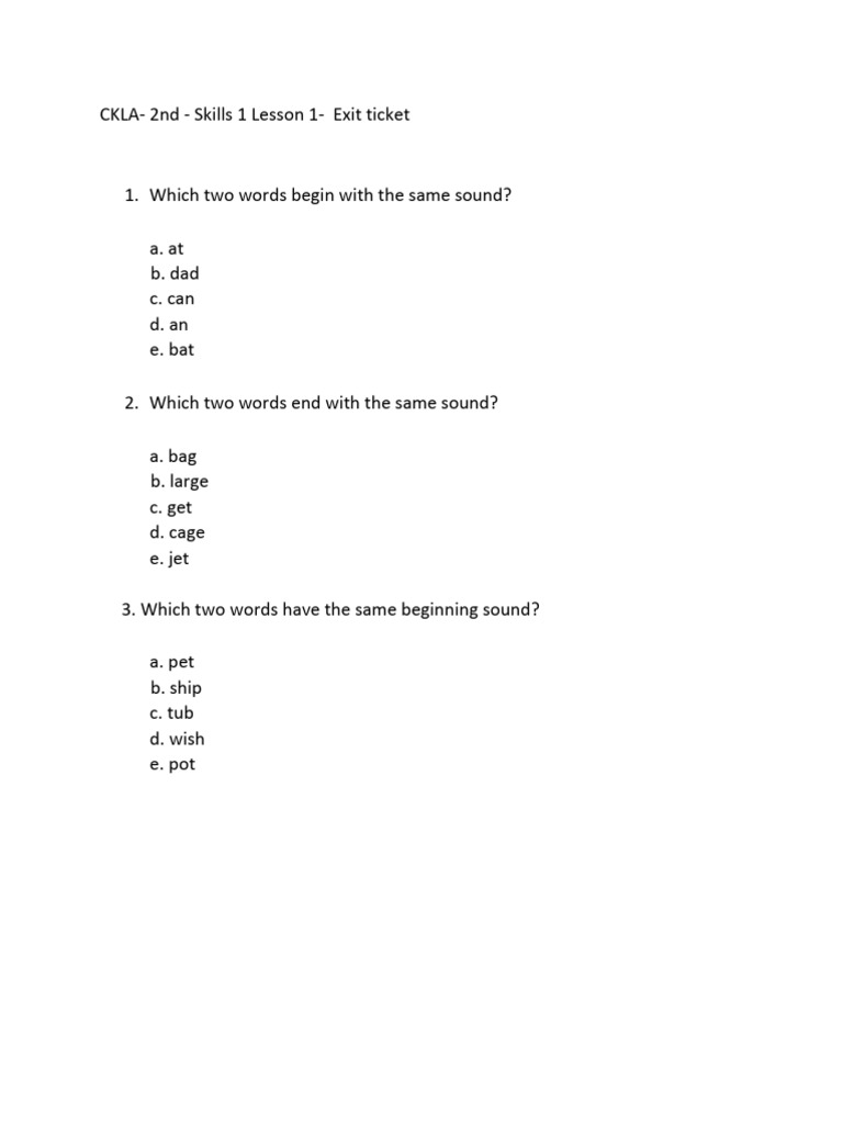 CKLA2ndGradeSkills1Lesson1Assessment 1 | PDF