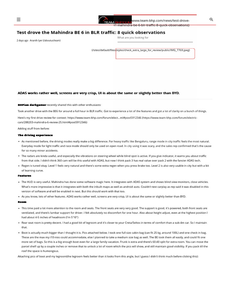 Test Drove The Mahindra BE 6 in BLR Traffic - 8 Quick Observations ...