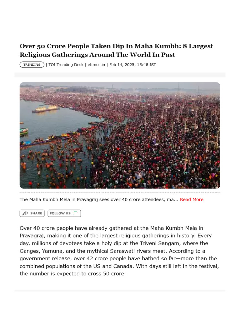 Maha Kumbh Mela: World's Largest Gathering | PDF | Pilgrimage | Hajj