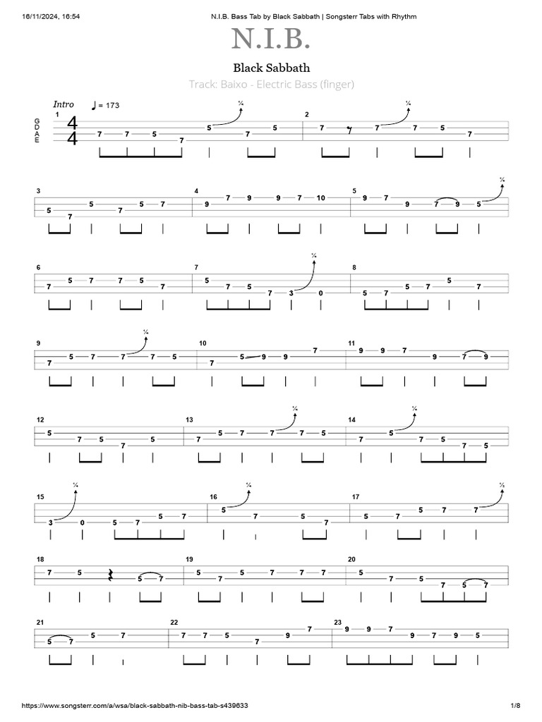 N.I.B. Bass Tab for Black Sabbath | PDF