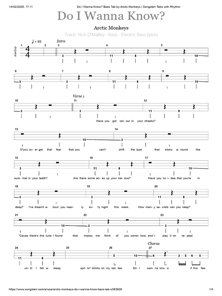 Arctic Monkeys: Do I Wanna Know? Bass Tab | PDF