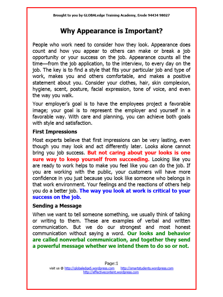 The Role of Appearance in Workplace Success | PDF | Clothing ...