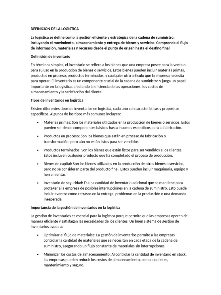 Definición y gestión de logística | PDF | Logística | Cadena de suministro
