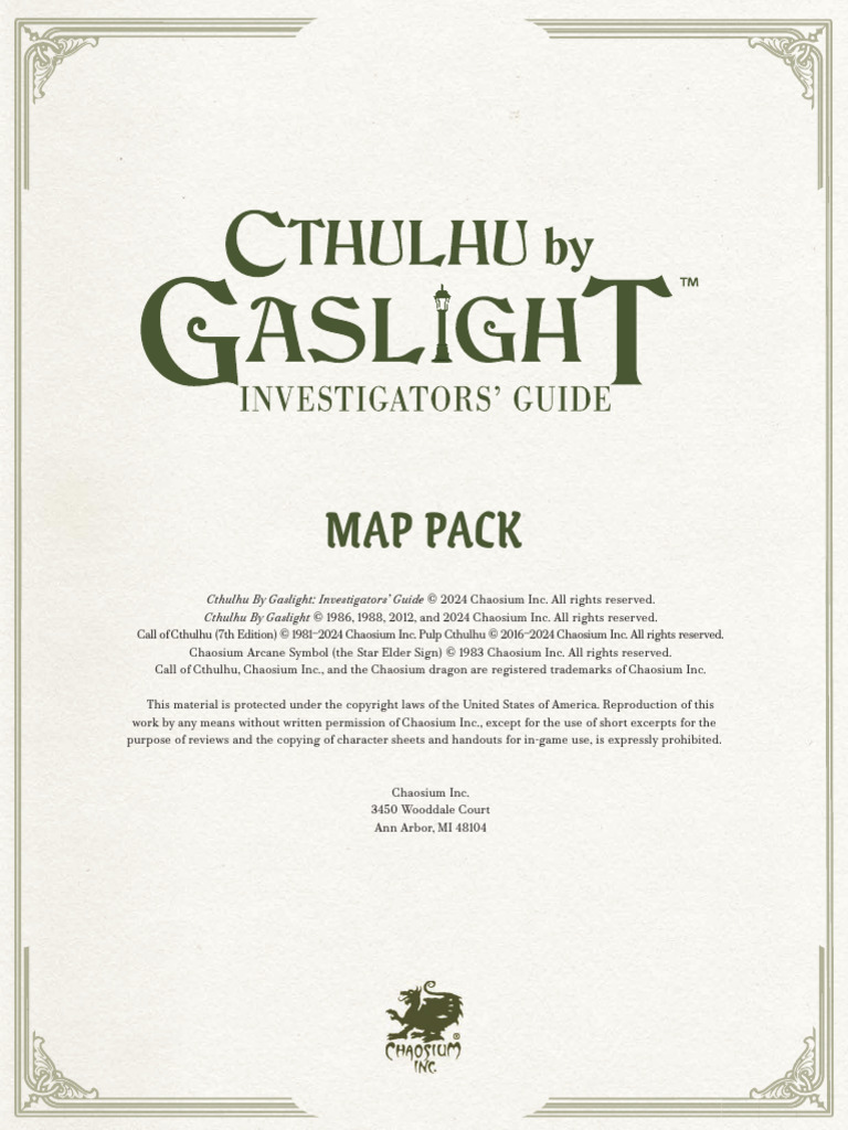 Cthulhu by Gaslight Player Maps Pack | PDF