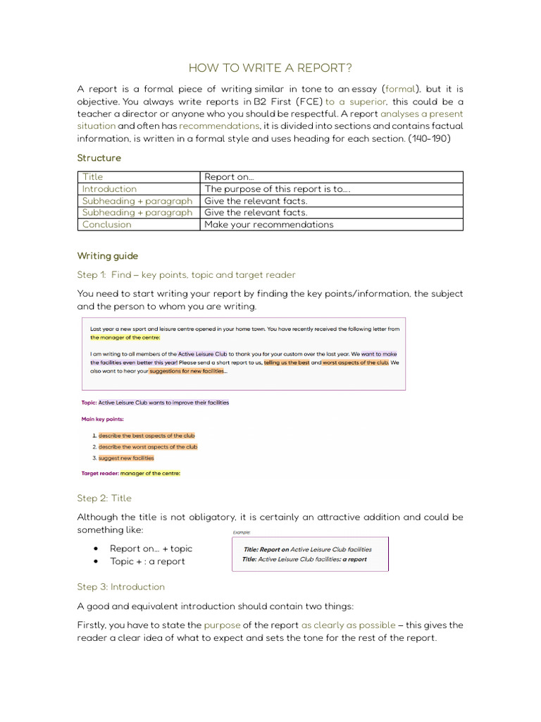 HOW TO WRITE A REPORT | PDF