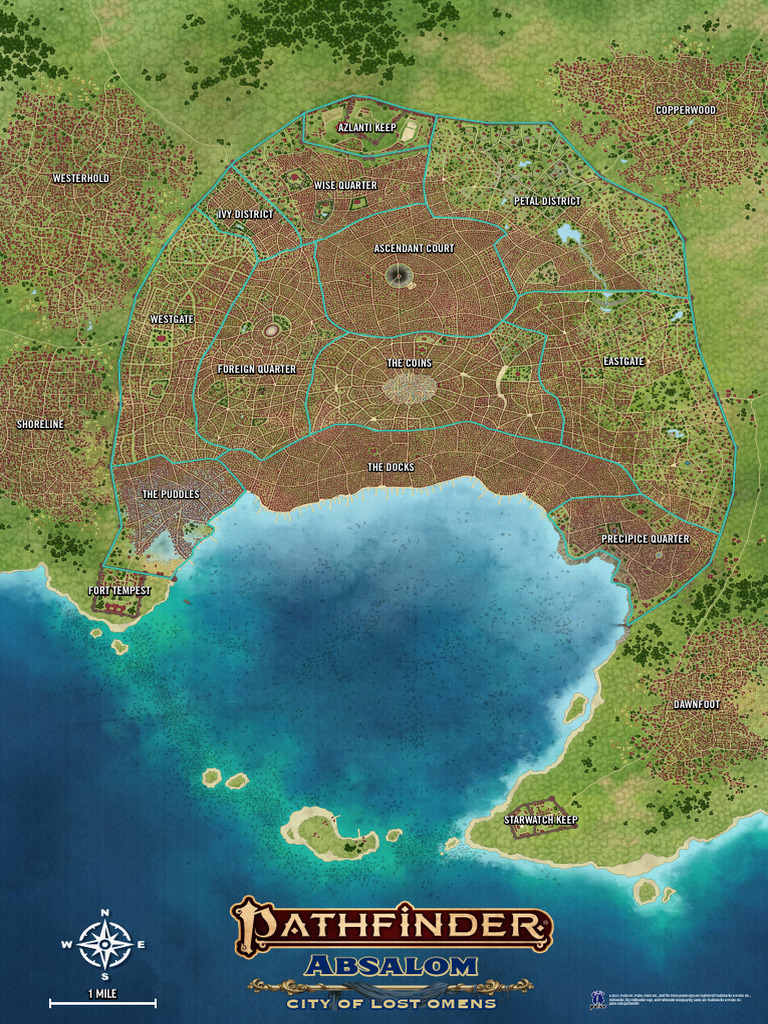 Pathfinder 2E - Pzo9305 - Lost Omens - City of Lost Omens Poster Map ...